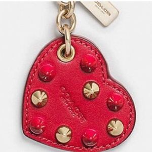 Coach | Accessories | Nwt Coach Leather Red Heart Charm Stud Keychain ...